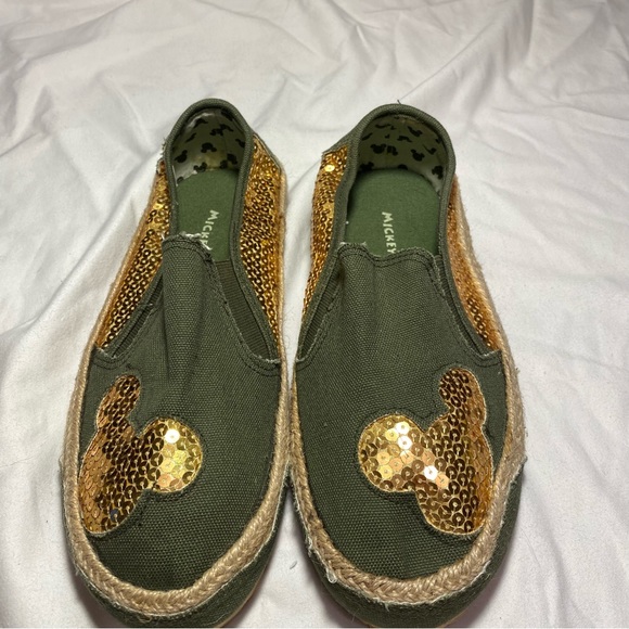 Shoes | Mickey Mouse Espadrilles Shoes Size 8 Olive Green With Gold ...